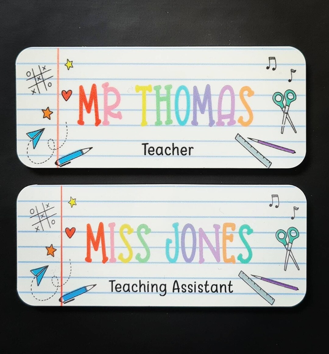 Teacher Name Badge, Teaching Assistant, School Badge - Etsy UK