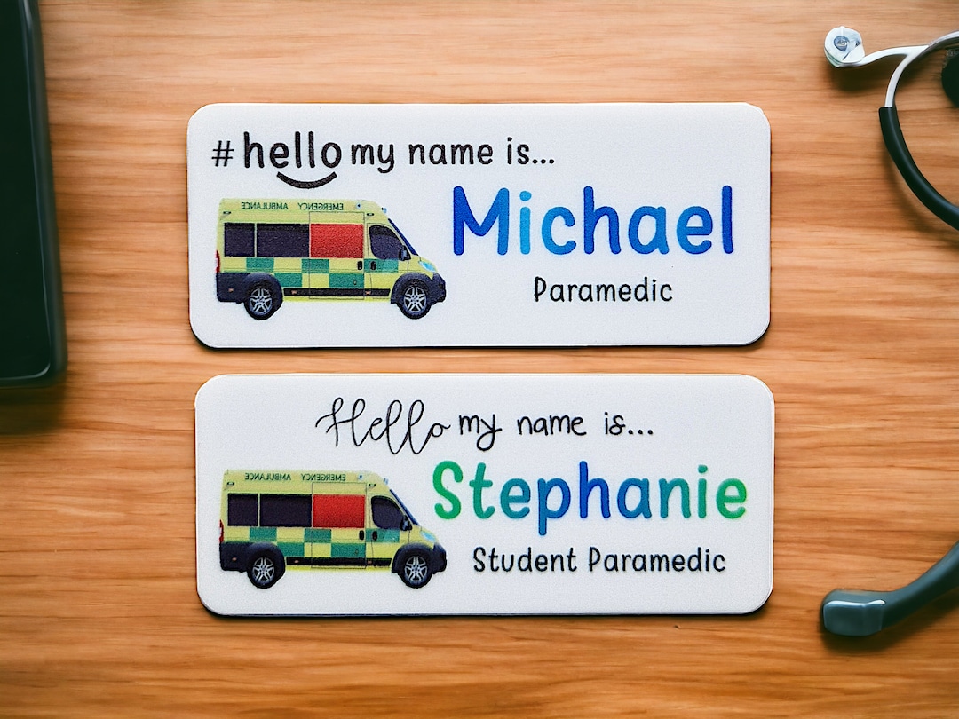 Paramedic Name Badge, Student Paramedic, Technician, Ambulance - Etsy