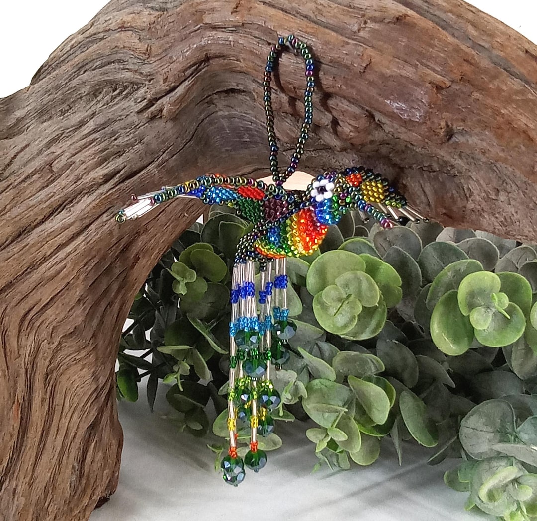 Guatemala Hand Beaded Hummingbird Souvenir Colibri Multicolor Ornament ...