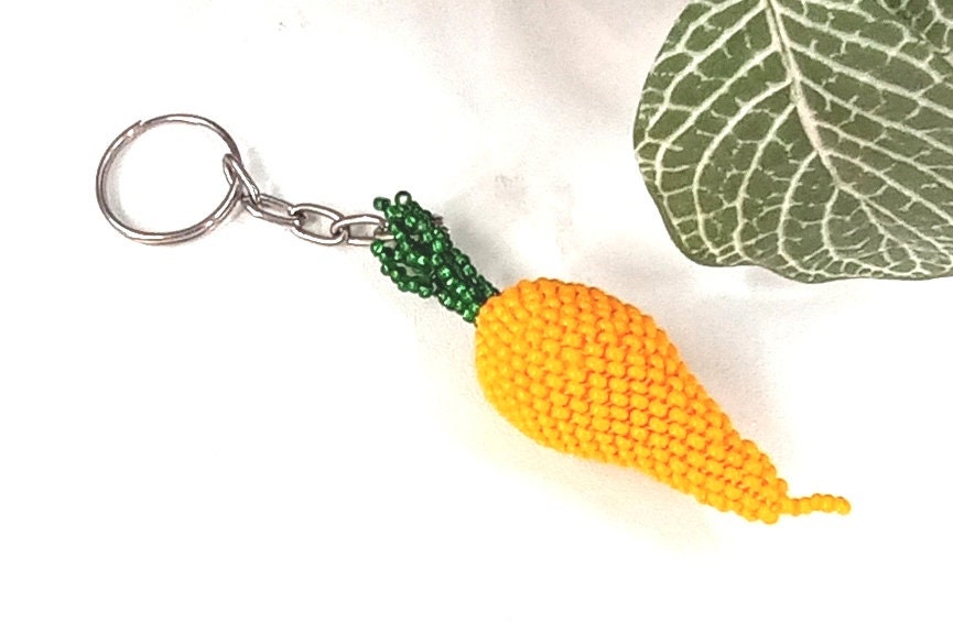 Guatemala Beaded Chili Pepper Carrot Corn Keychain Handmade - Etsy