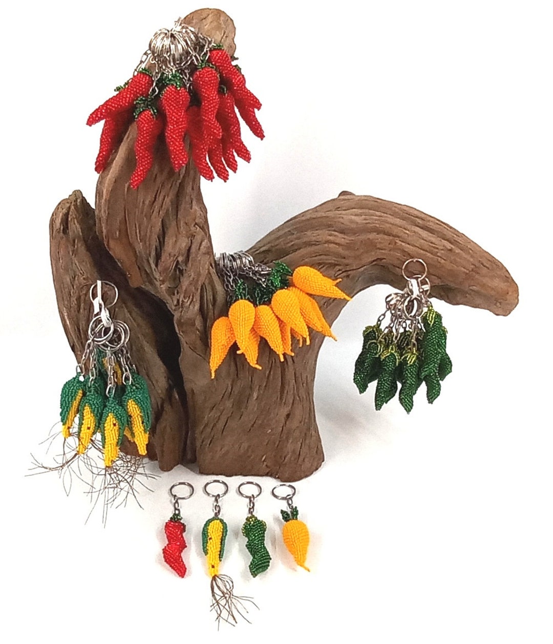 Guatemala Beaded Chili Pepper Carrot Corn Keychain Handmade Souvenir - Etsy