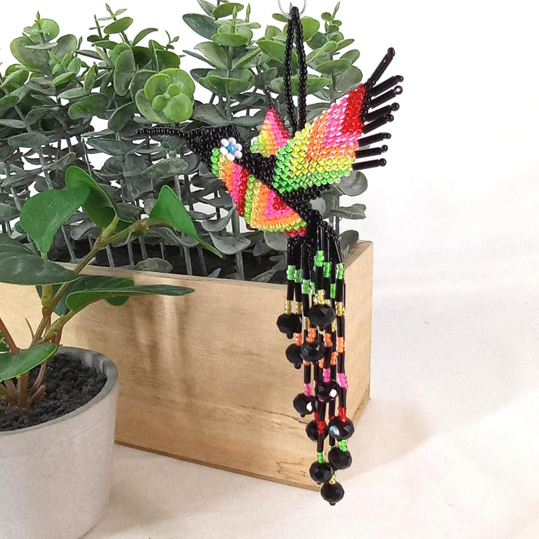 Guatemala Hand Beaded Hummingbird Souvenir Colibri Multicolor Ornament ...