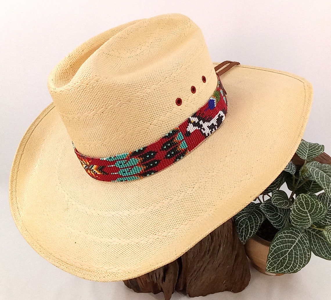Cowboy Cowgirl Adjustable Beaded Hat Band Handmade Western Band ...