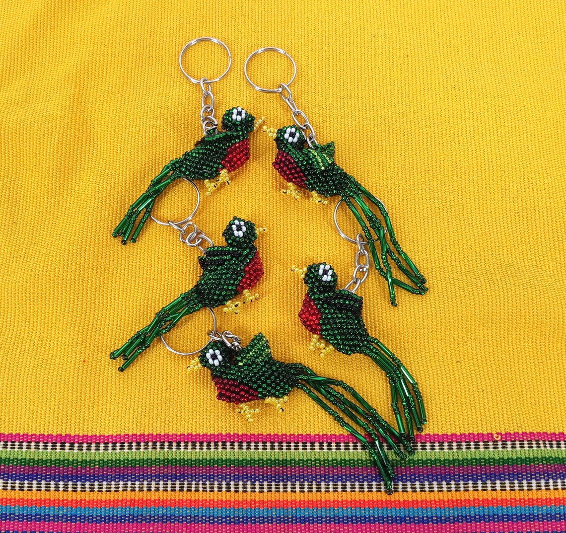 Guatemala Guatemalan Souvenir Hand Beaded Quetzal Keychain - Etsy