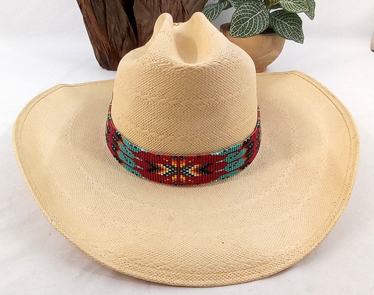 Cowboy Cowgirl Adjustable Beaded Hat Band Handmade Western Band ...