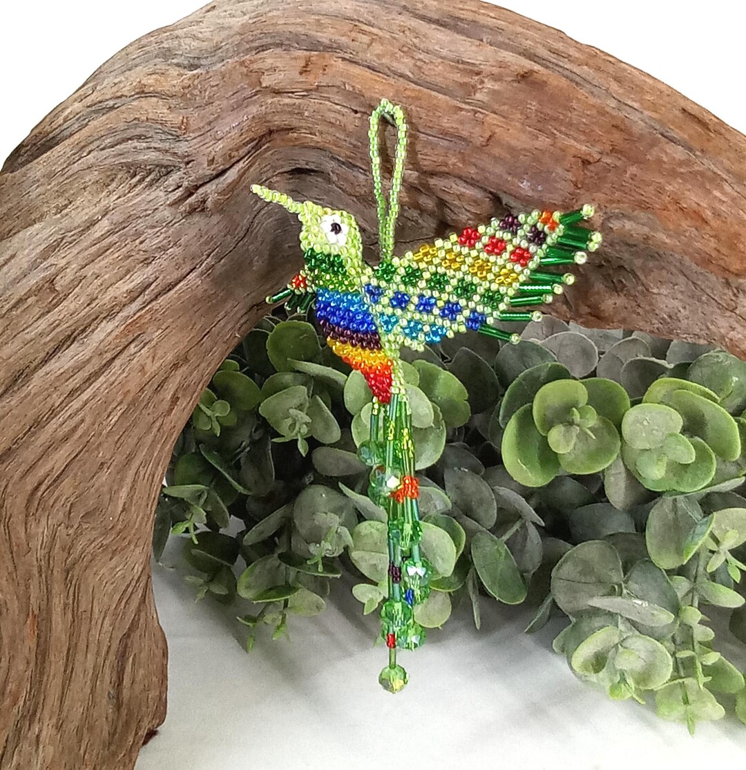 Guatemala Hand Beaded Hummingbird Souvenir Colibri Multicolor Ornament ...