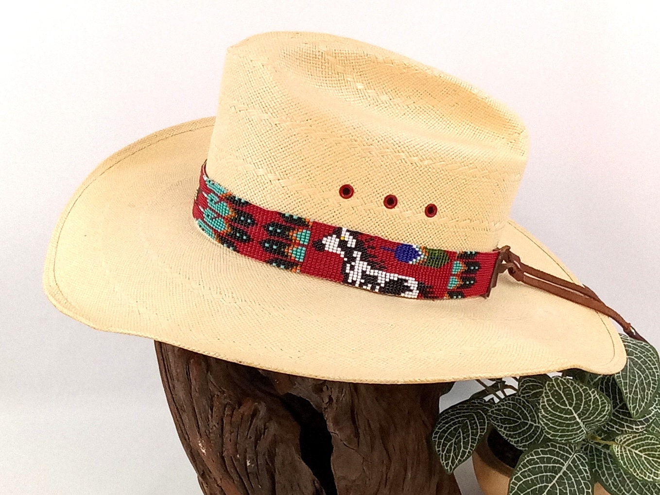 Cowboy Cowgirl Adjustable Beaded Hat Band Handmade Western Band ...