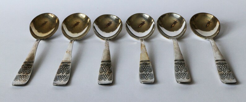 Set of 6 Vintage Russian Spoons Geometric Art Deco Design - Etsy