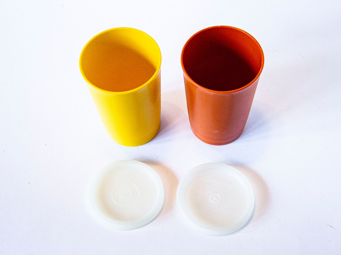 Original Vintage Tupperware From 70s 80s - 2x Drinking Mug With Lid ...