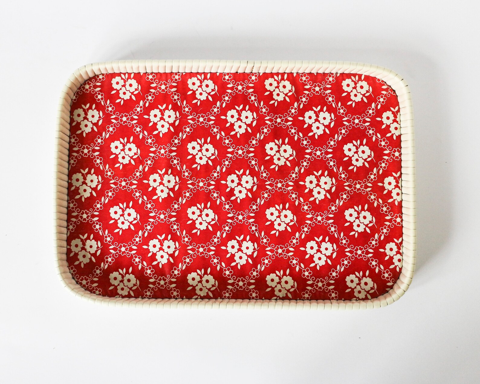 Small White and Red Tray Vintage 50s 60s Design Flower - Etsy