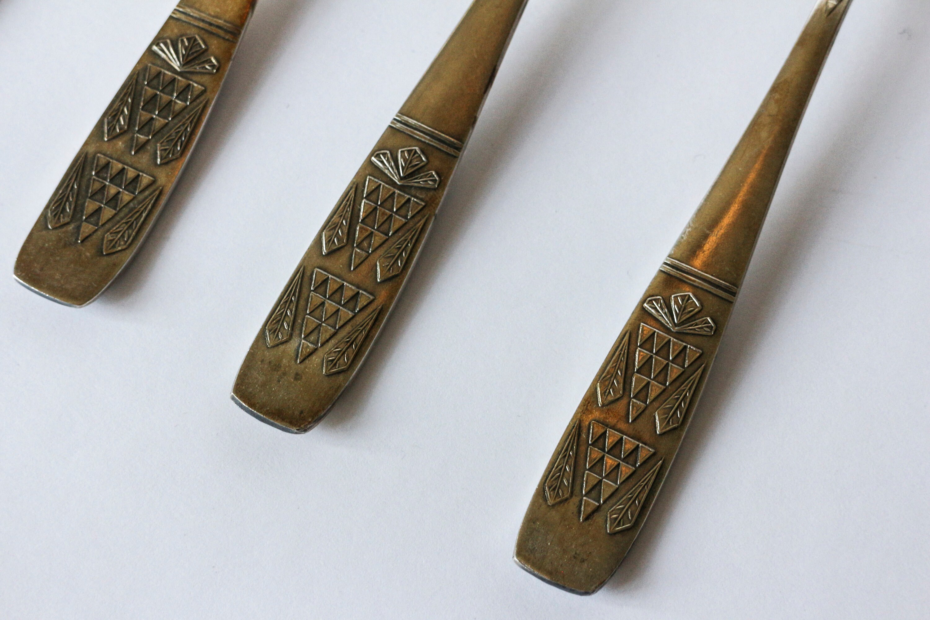 Set of 6 Vintage Russian Spoons Geometric Art Deco Design - Etsy