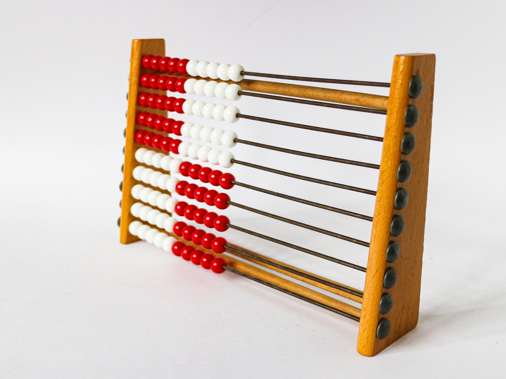 Vintage Abacus Adding Machine - Red and White Beds on Rows for Learning ...