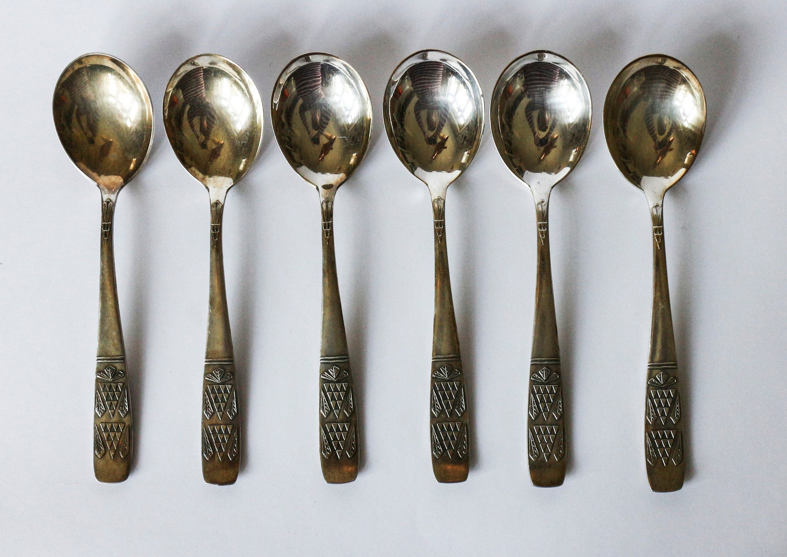 Set of 6 Vintage Russian Spoons Geometric Art Deco Design - Etsy