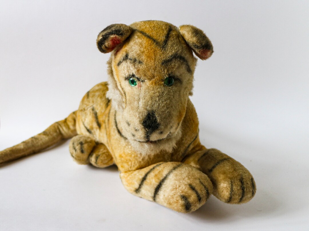 Vintage Tiger Stuffed Animal Figure - Cuddly German Plush Soft Toy 50s ...