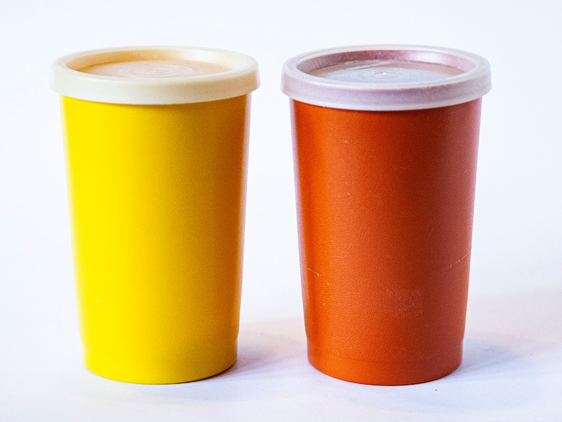 Original Vintage Tupperware From 70s 80s - 2x Drinking Mug With Lid ...