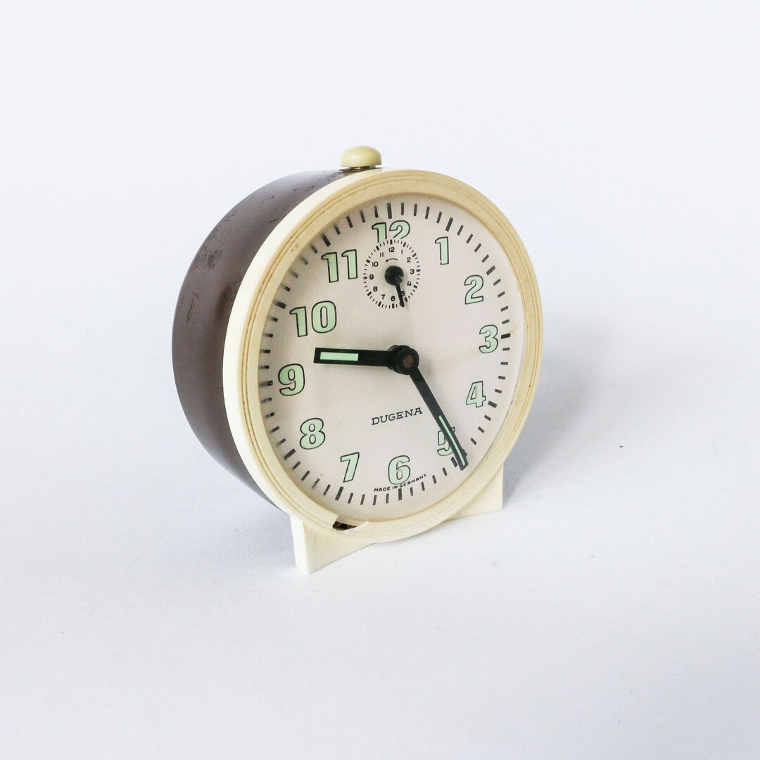 Alarm Clock - Vintage 70s 60s German Design - Brown Beige and White ...