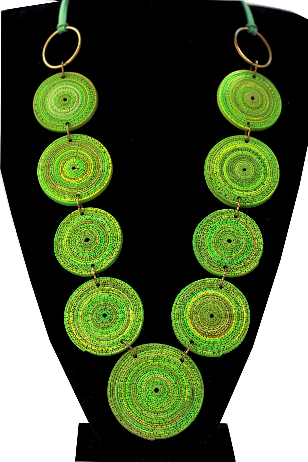 Collier long vert unique en son genre, grand collier géométrique ...