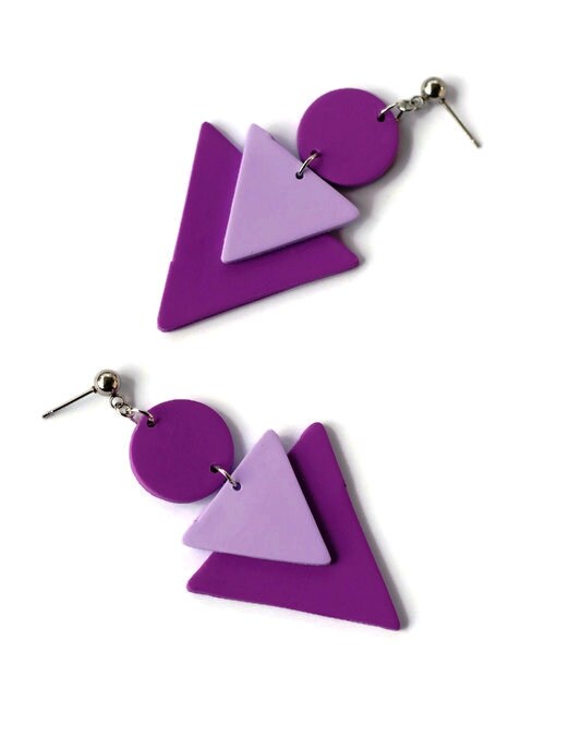 Triangle Earrings for Women Purple Minimalist Earrings - Etsy