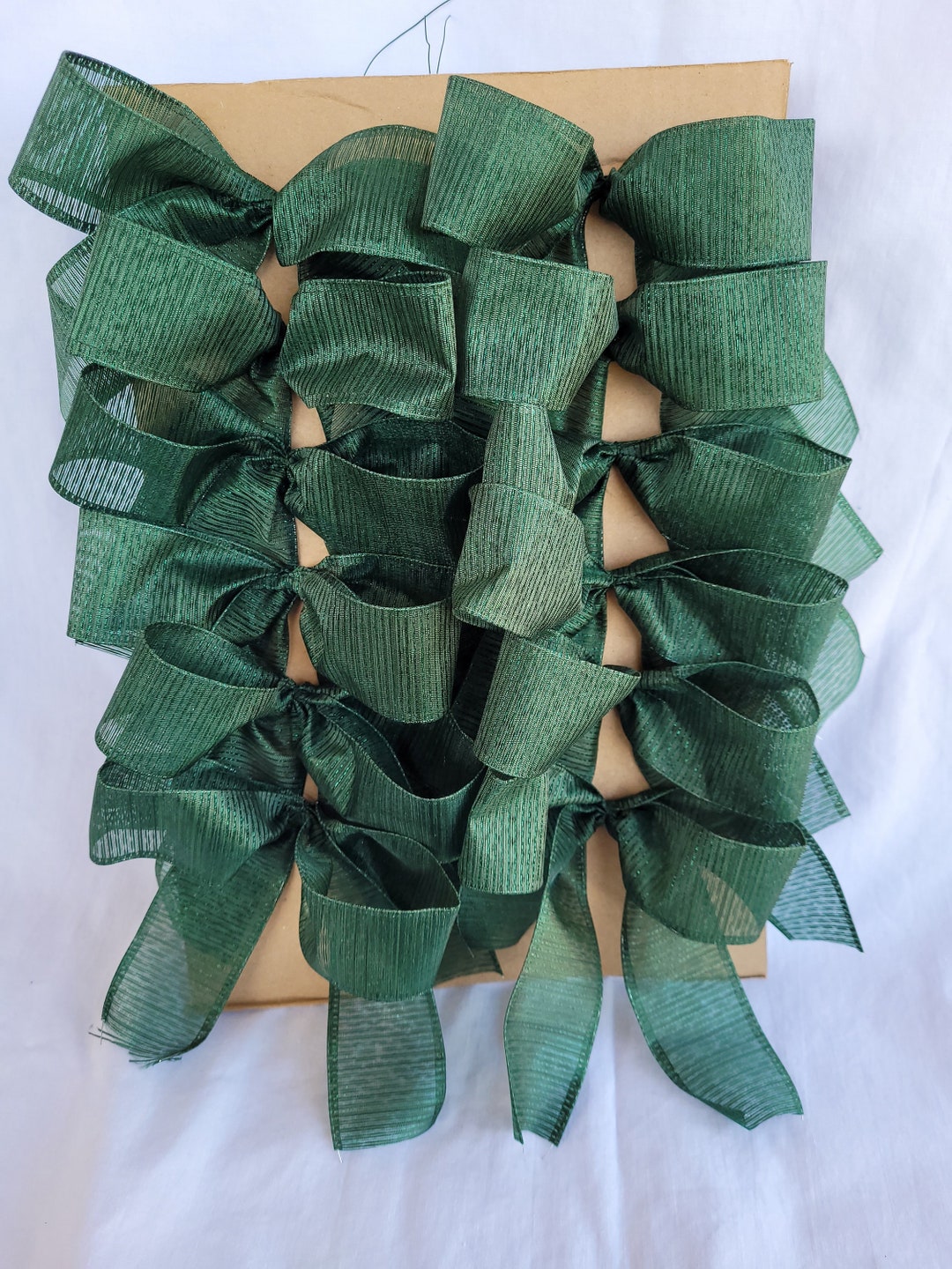 Set of 12 (twelve) Handmade Bows Green Slightly Sheer for Your ...