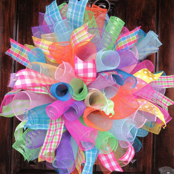 Spring Deco Mesh Wreath - Etsy