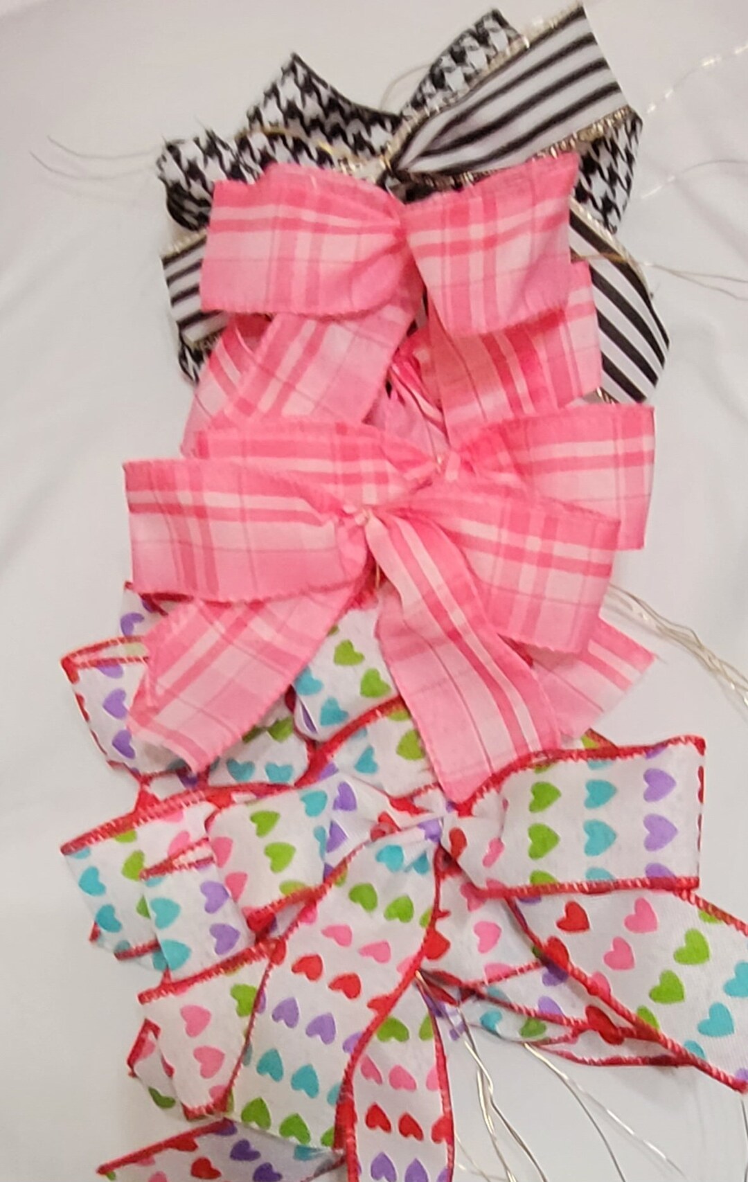 14 Sample Bows Great Selection Valentine's Day Pink Hearts Plaid Black ...