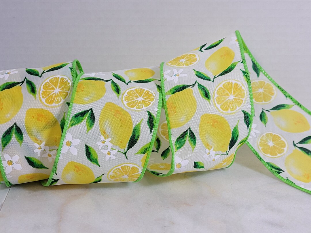 5 Yard Lot Wired Edge Ribbon 2 1/2" Wide - Luscious Lemons - Citrus ...