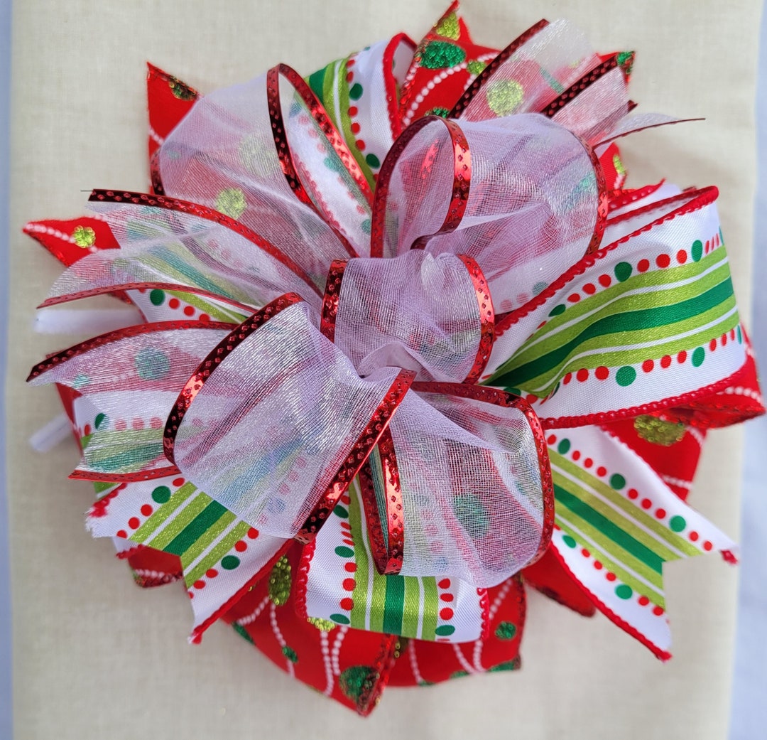 Set Of Two Christmas Wreath Bow Lantern Bow Swag Bow Classic Colors