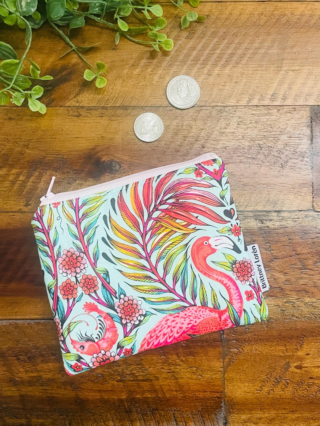 Tula Pink Flamingo Coin Purse, Floral Gift Card Holder - Etsy