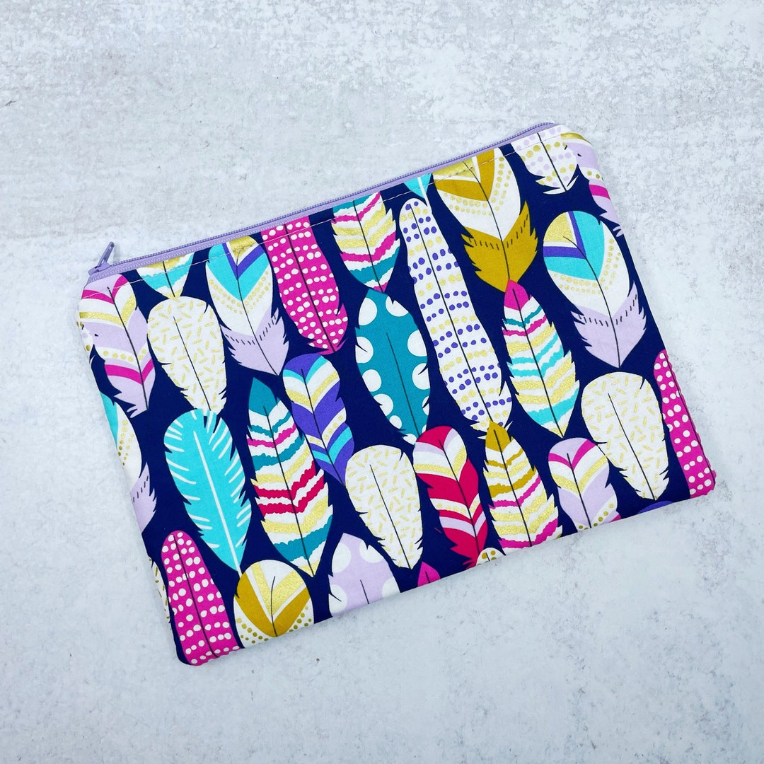 Metallic Feathers Zippered Pouch, Travel Pouch, Pencil Case, Purse ...