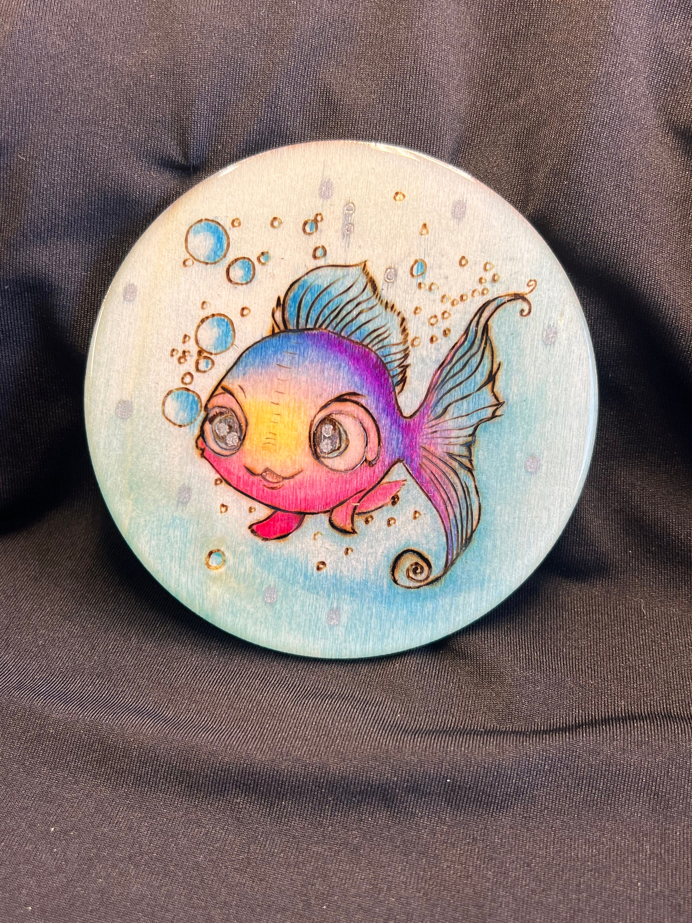 Two Faced Fish Wood Burnt Resin Magnet - Etsy
