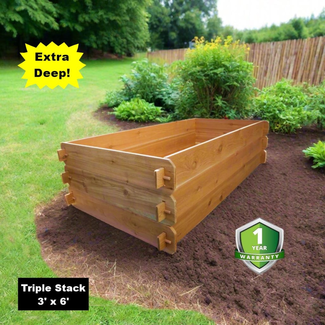Extra Deep Raised Garden Bed Kit Tall Outdoor Flower Elevated Cedar ...