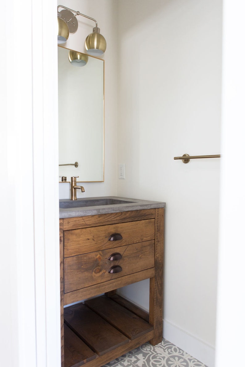 Custom Single Sink Bathroom Vanity Notched Bottom Drawer - Etsy