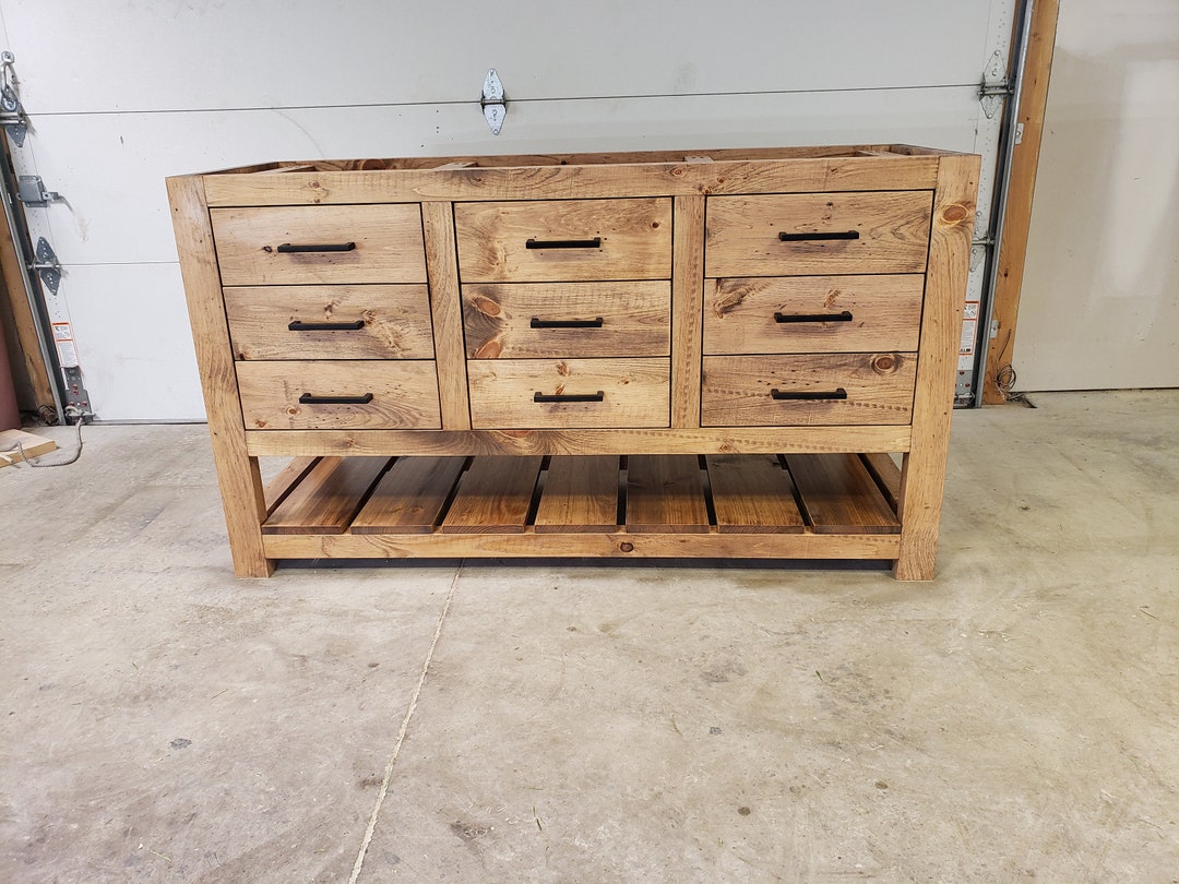 Custom Single Sink Vanity Notched Drawers, Handmade, Lifetime Warranty ...