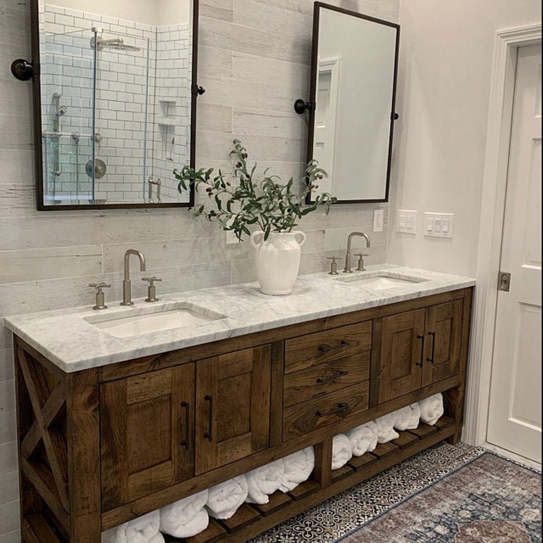 Custom Double Sink Bathroom Vanity - Handmade, Fully Water Resistant ...