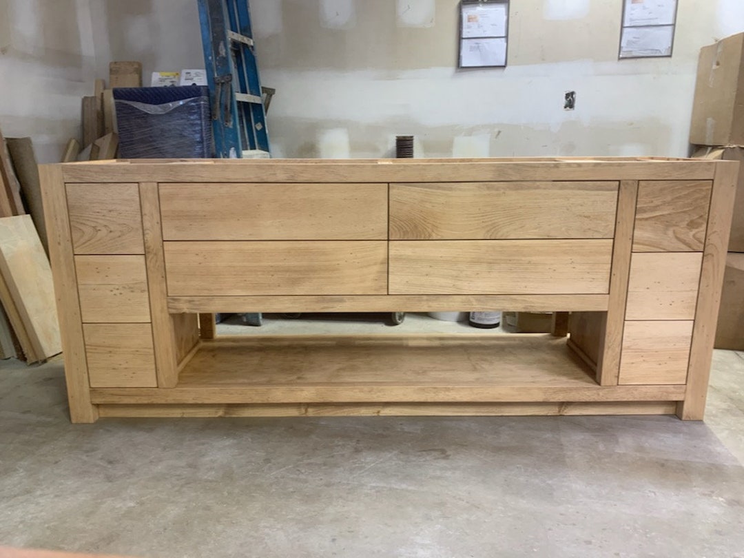 Custom Double Sink Bathroom Vanity - Notched Drawers for Double Sink ...
