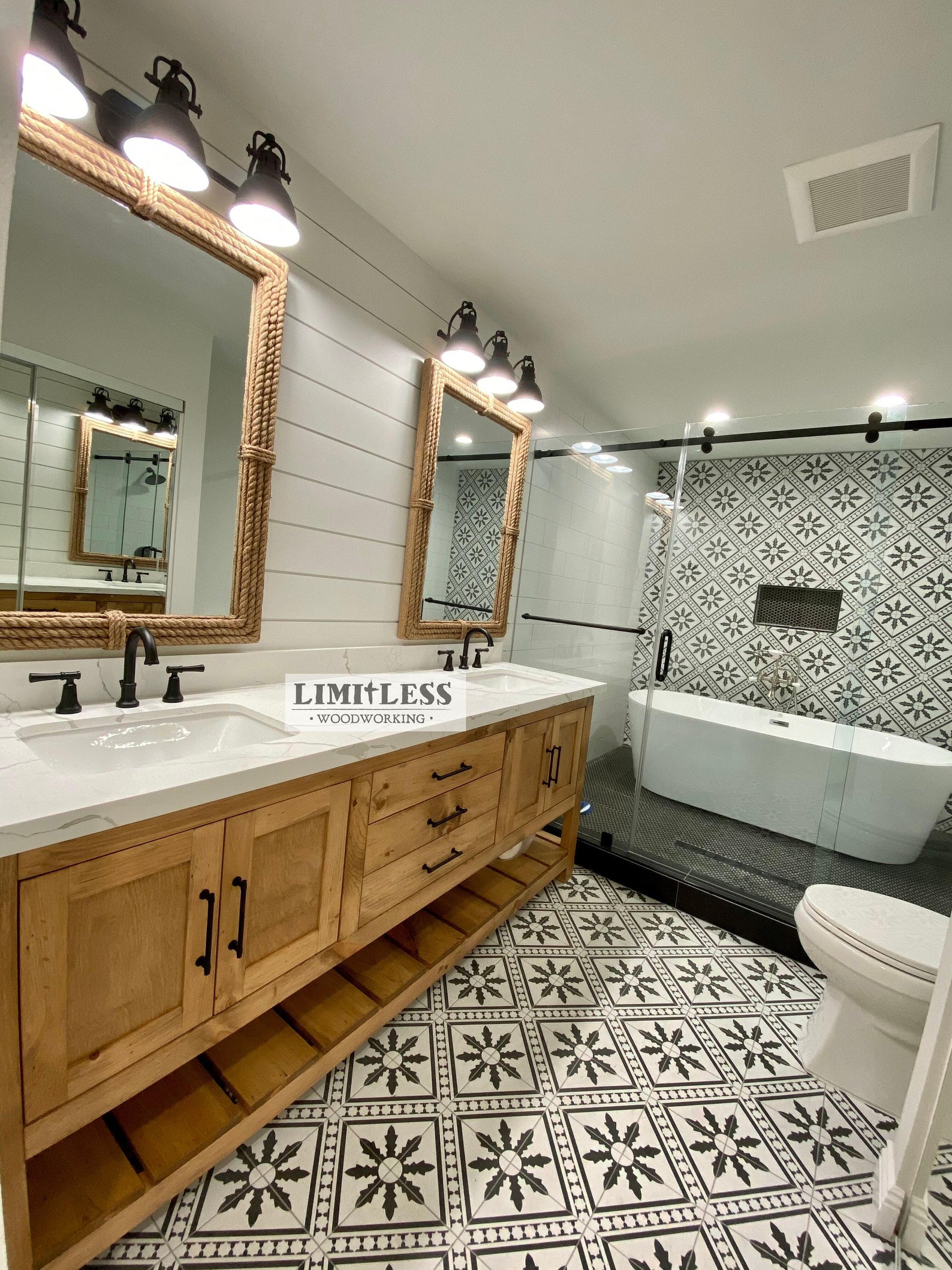 Custom Double Sink Bathroom Vanity - Handmade, , Premium Hardware, Free ...