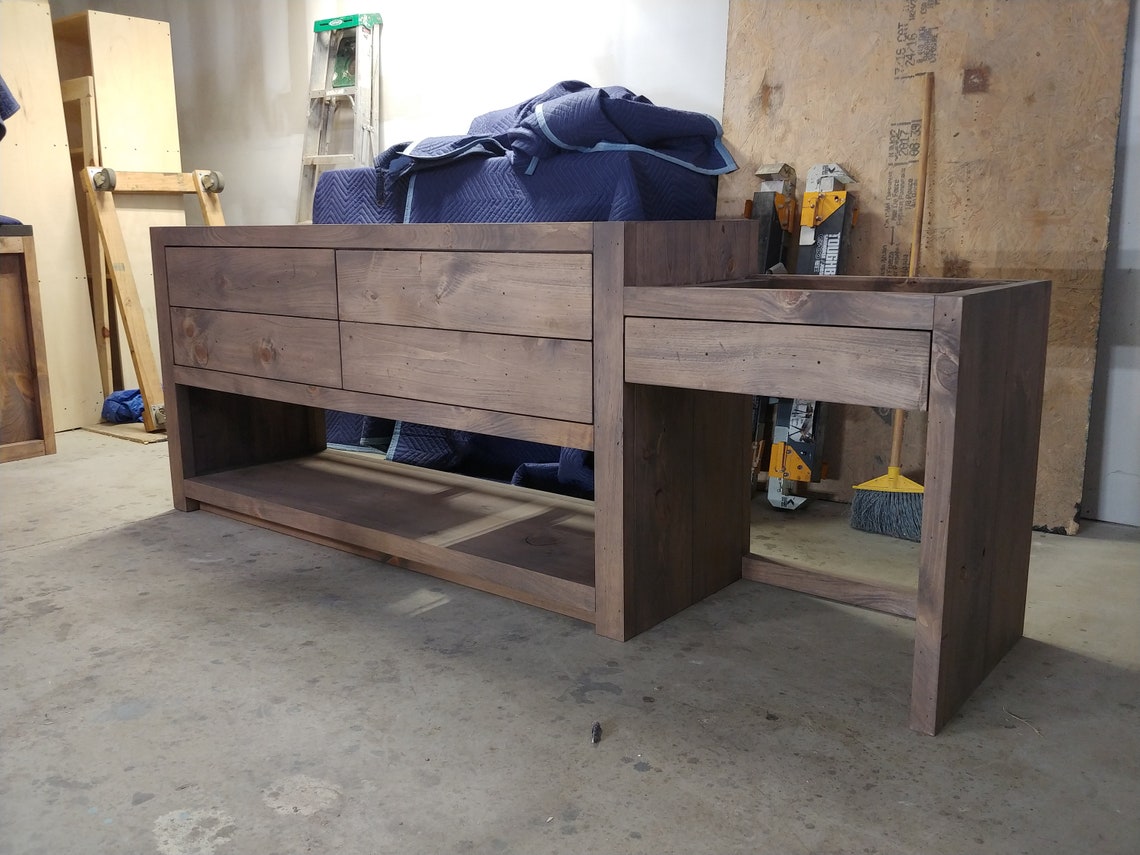 Custom Single Sink Vanity With Make up Area Handmade - Etsy