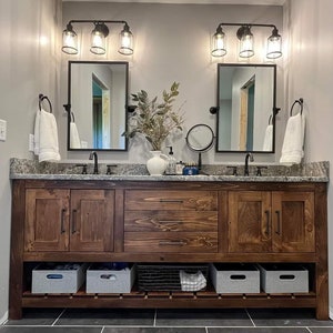 Custom Double Sink Bathroom Vanity - Handmade, Premium Hardware, Free ...