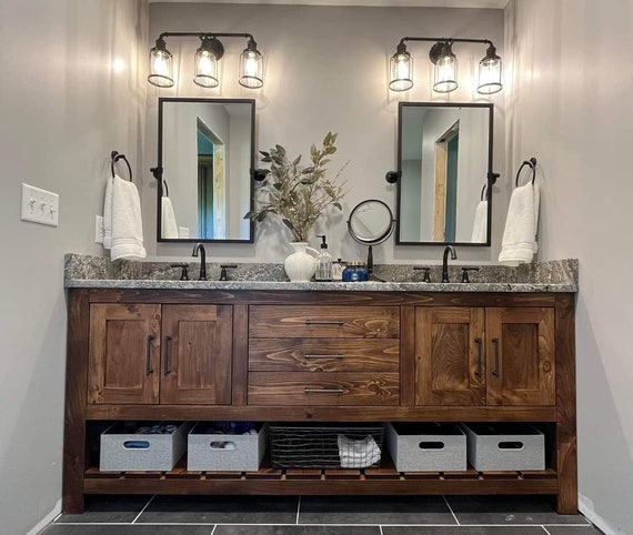 Custom Double Sink Bathroom Vanity Handmade Premium Hardware Free Shipping USA Made MODEL 1014 Etsy UK
