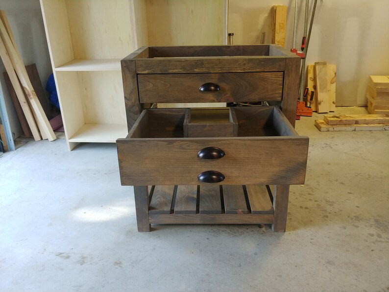Custom Single Sink Bathroom Vanity Notched Bottom Drawer - Etsy