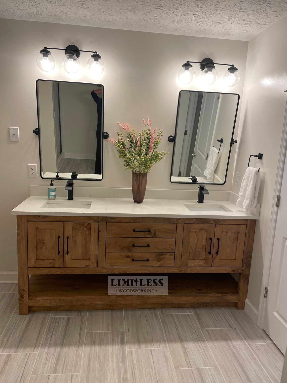 Custom Double Sink Bathroom Vanity Handmade Water - Etsy