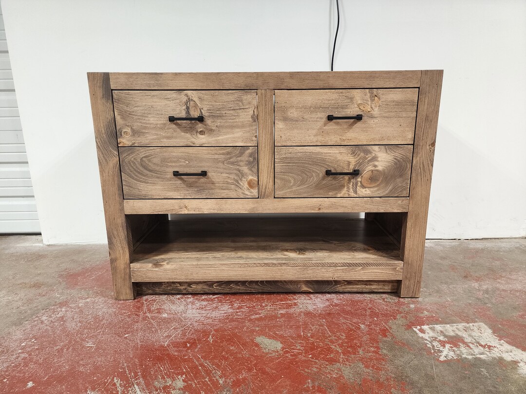 Custom Single Sink Bathroom Vanity Empty Cavity Between Drawers ...