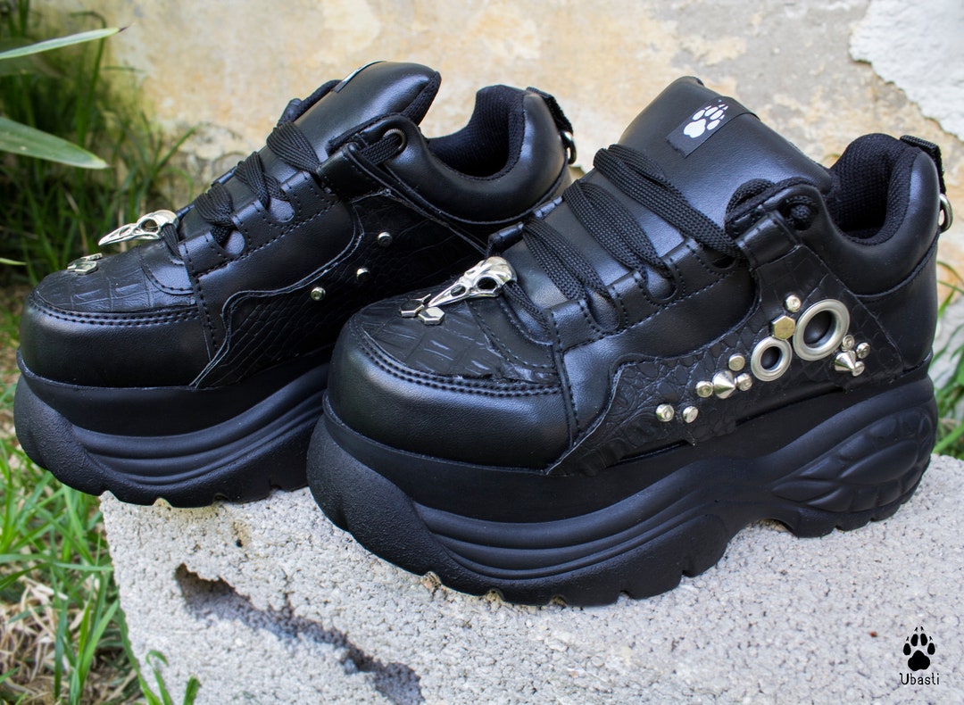 Vegan Goth Wedge Platform Sneakers - Etsy