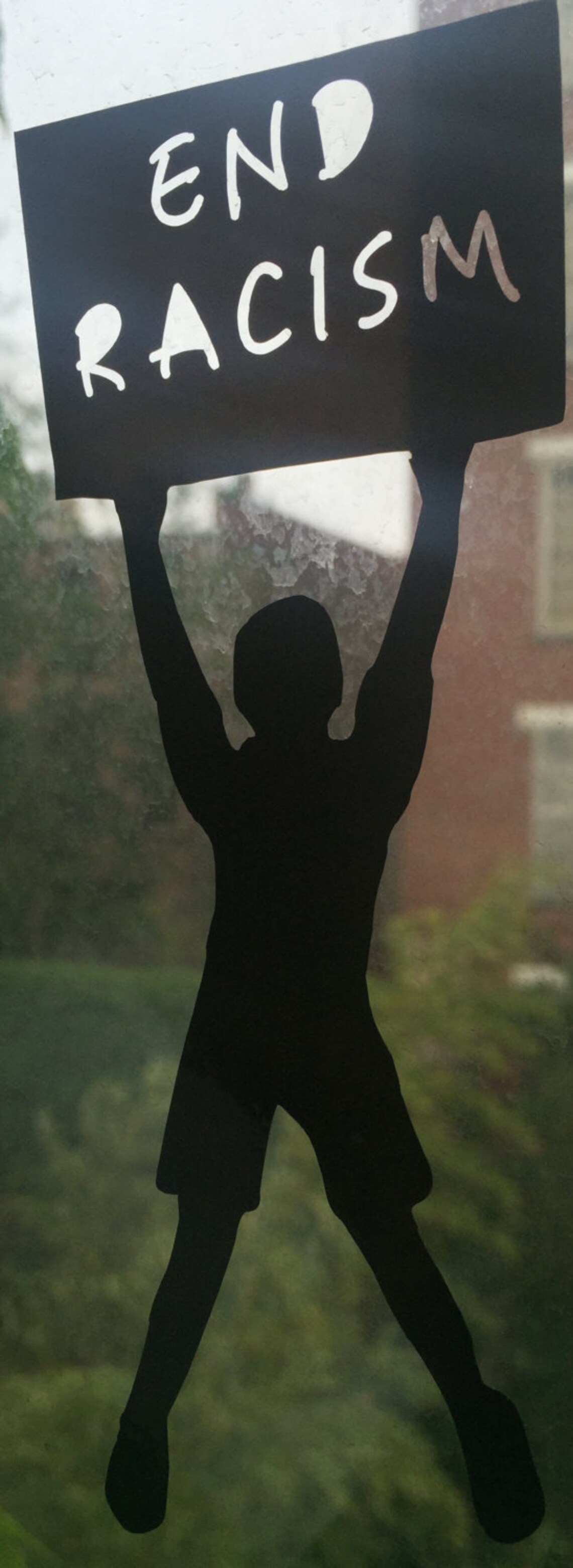 Protestor: End Racism Sign Social Activist Vinyl Window Cling or ...