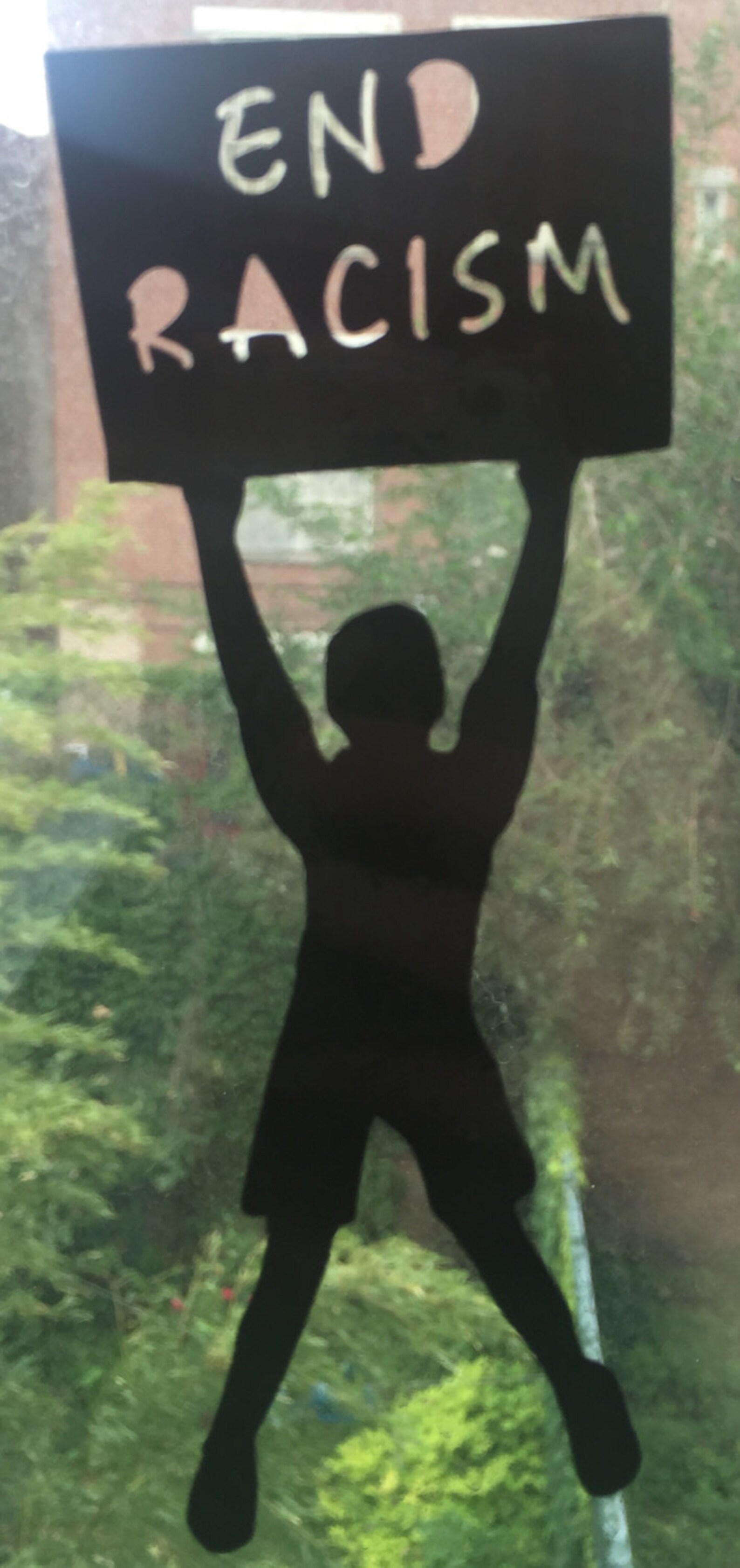 Protestor: End Racism Sign Social Activist Vinyl Window Cling or ...