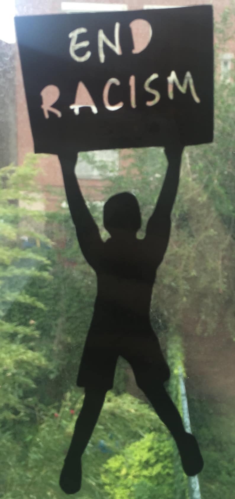 Protestor: End Racism Sign Social Activist Vinyl Window Cling or ...