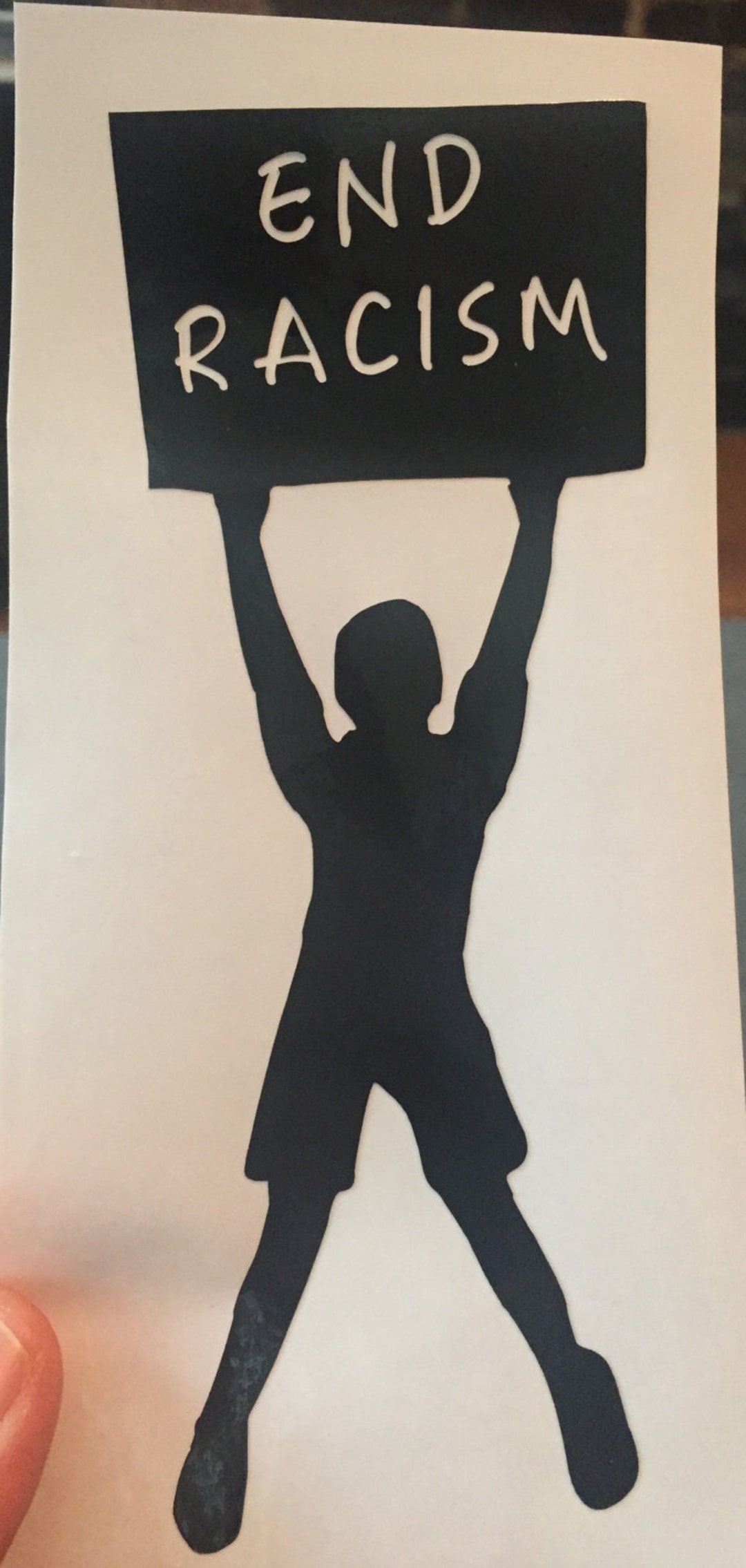 Protestor: End Racism Sign Social Activist Vinyl Window Cling or ...