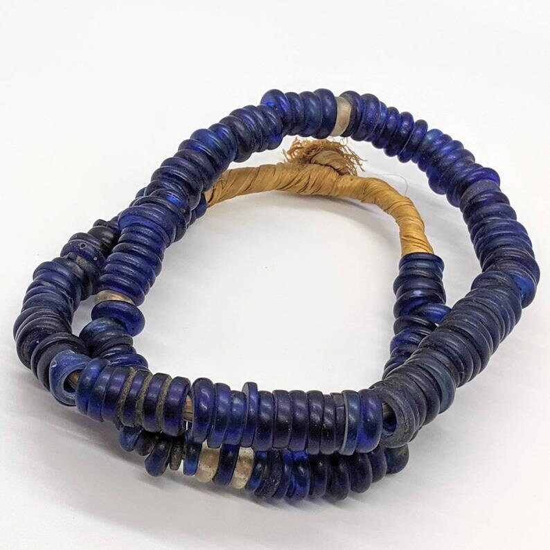 Dutch Donut Blue Annular Wound Glass Trade Beads From the African Trade ...