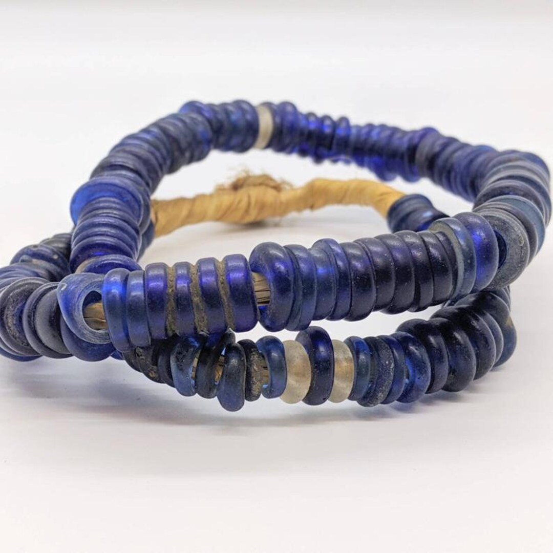 Dutch Donut Blue Annular Wound Glass Trade Beads From the African Trade ...