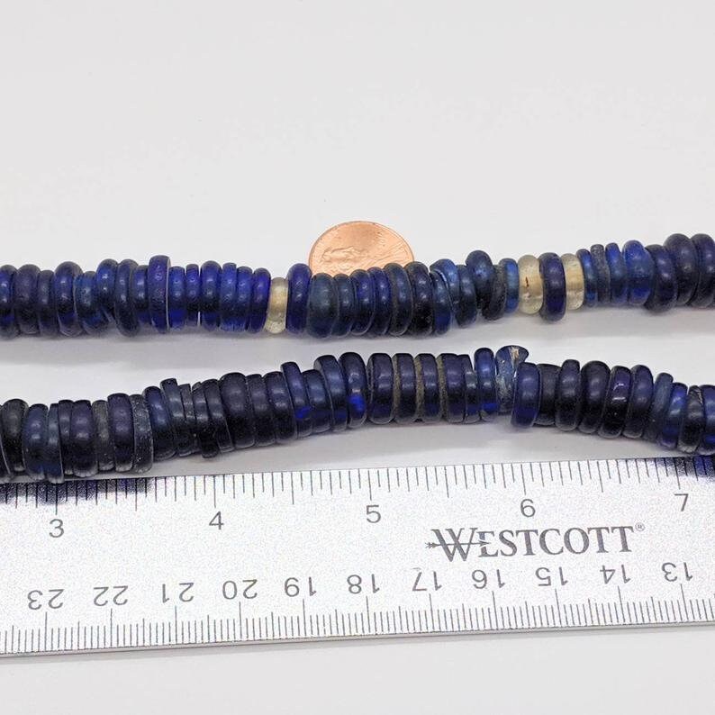 Dutch Donut Blue Annular Wound Glass Trade Beads From the African Trade ...